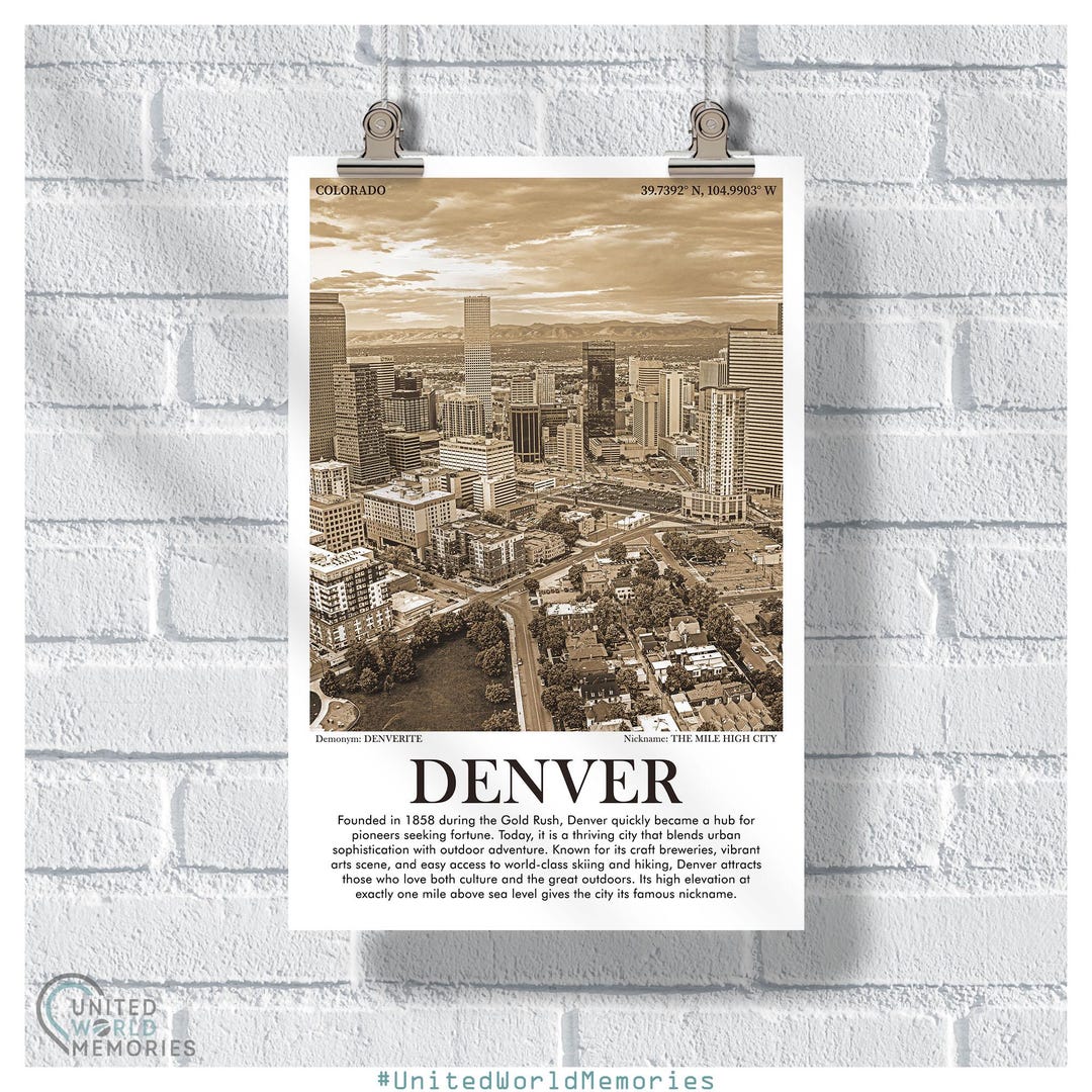 Denver Downtown Informative Poster, Colorado Wall Art - Etsy