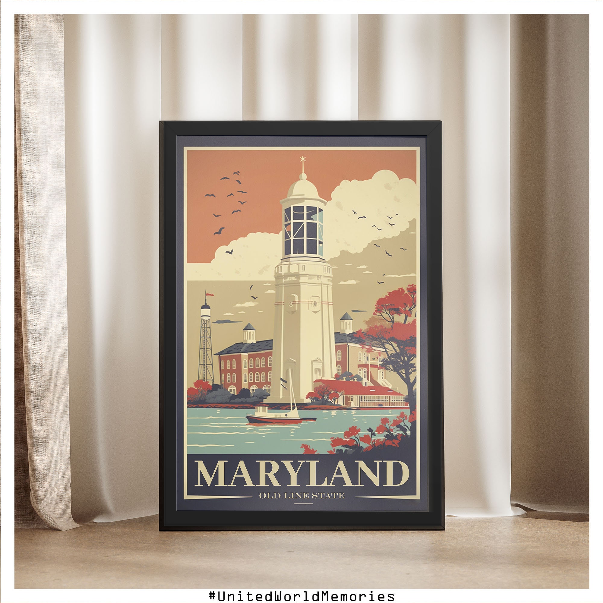 Maryland Travel Poster, Old Line State Poster, Maryland Vintage Poster ...
