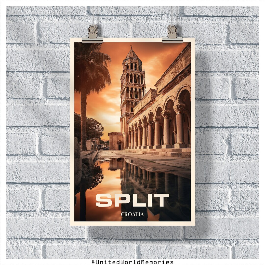 Split Travel Poster, Cathedral of Saint Domnius, Croatia Poster, Split ...