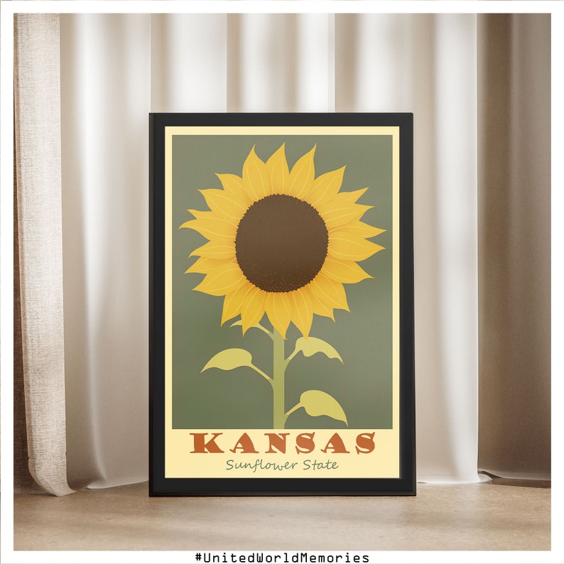 Kansas Travel Poster, Sunflower State Poster, Kansas Vintage Poster ...