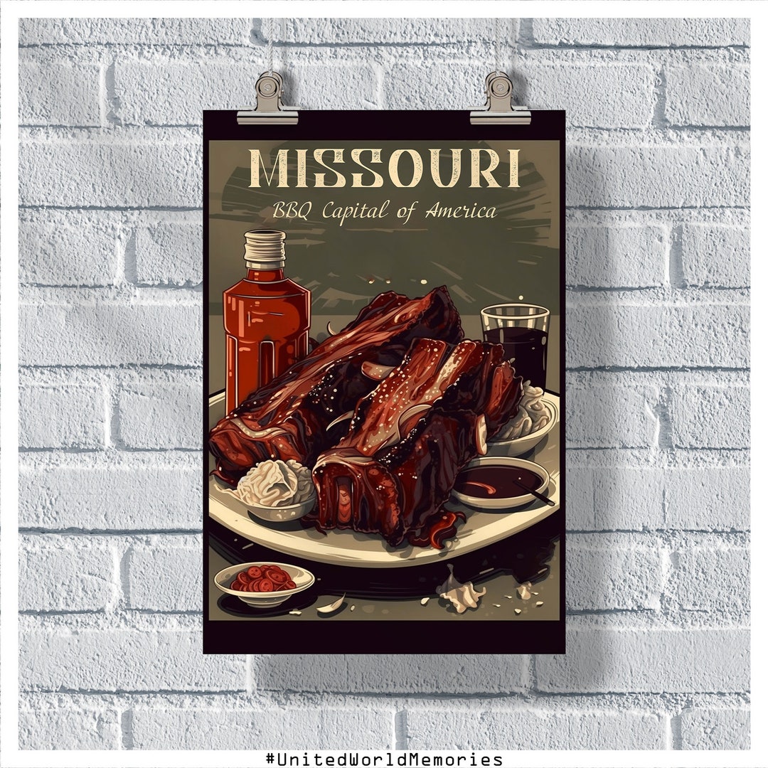 Missouri Travel Poster, BBQ Capital of America, Missouri Vintage Poster ...