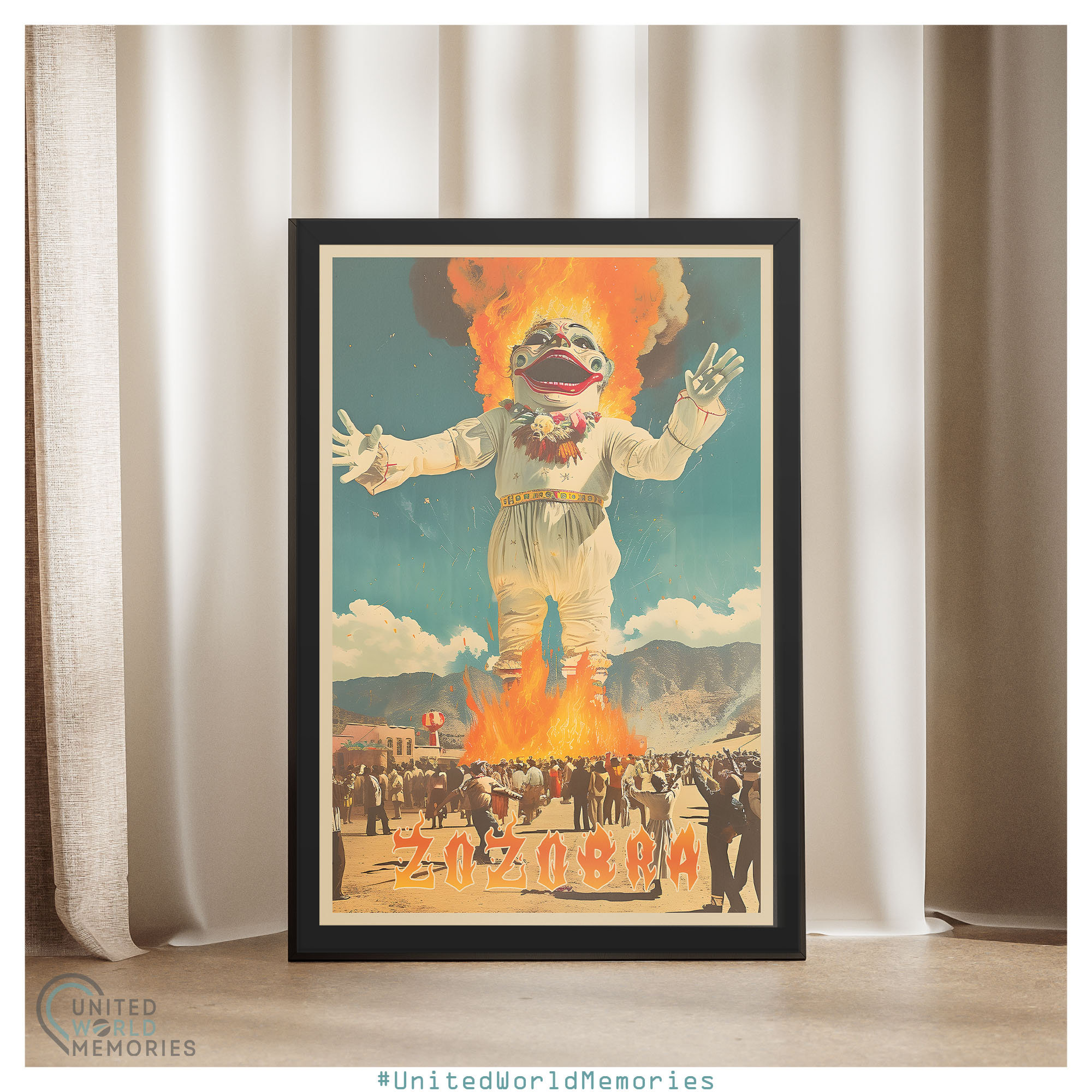 New Mexico Retro Zozobra Poster, New Mexico Travel Print, United States ...