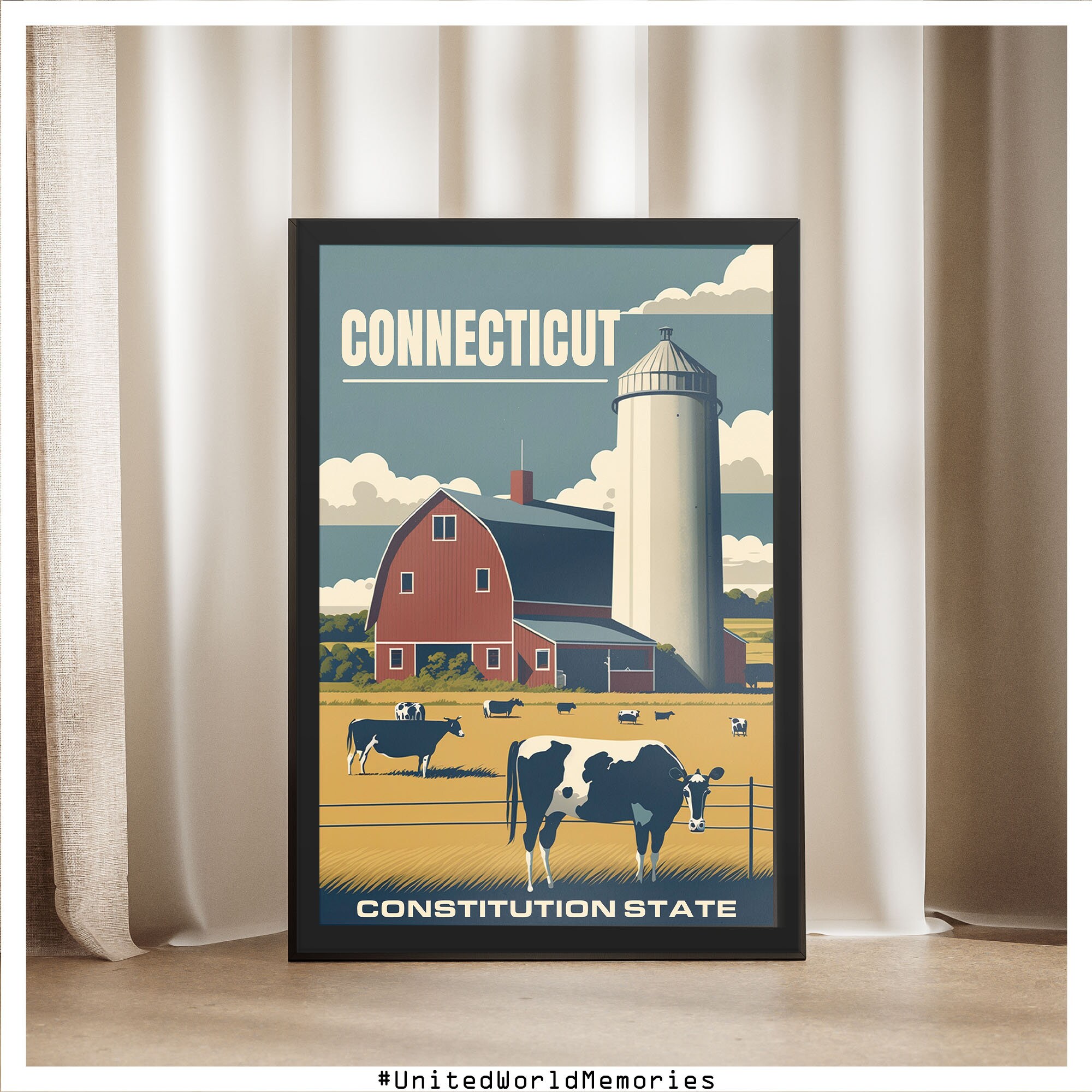 Connecticut Travel Poster, Constitution State Poster, Connecticut ...