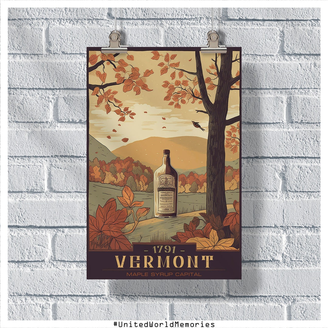 Vermont Travel Poster, Maple Syrup Capital Poster, Vermont Vintage ...