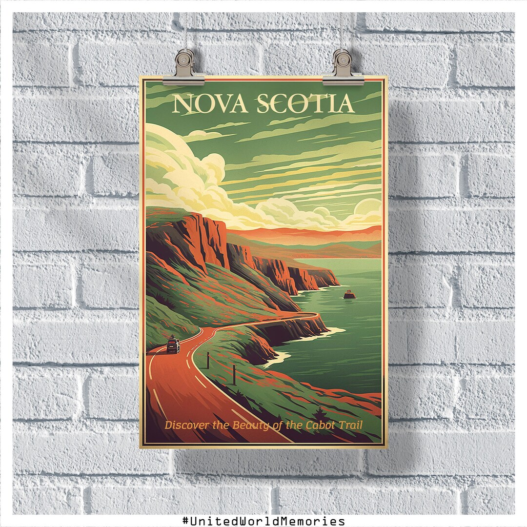 Nova Scotia Travel Poster, Cabot Trail Poster, Canada Poster, Nova ...