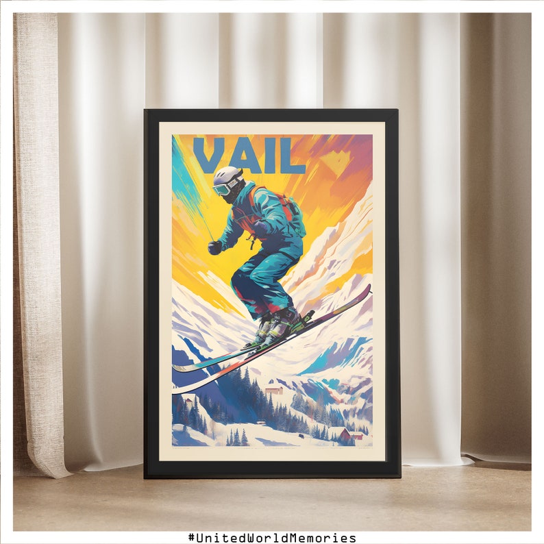 Vail Extreme Poster, Vail Wall Art, USA Ski Resort Print, United States ...