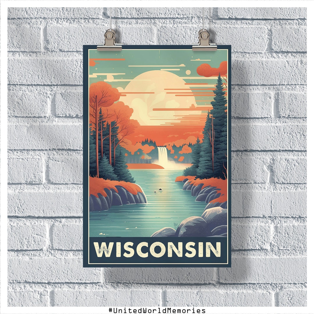Wisconsin Travel Poster, Wisconsin Poster, Wisconsin Vintage Poster ...