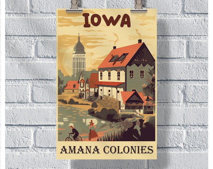 Iowa Print Travel Poster Print Vintage Style Iowa Art Retro Home Decor ...