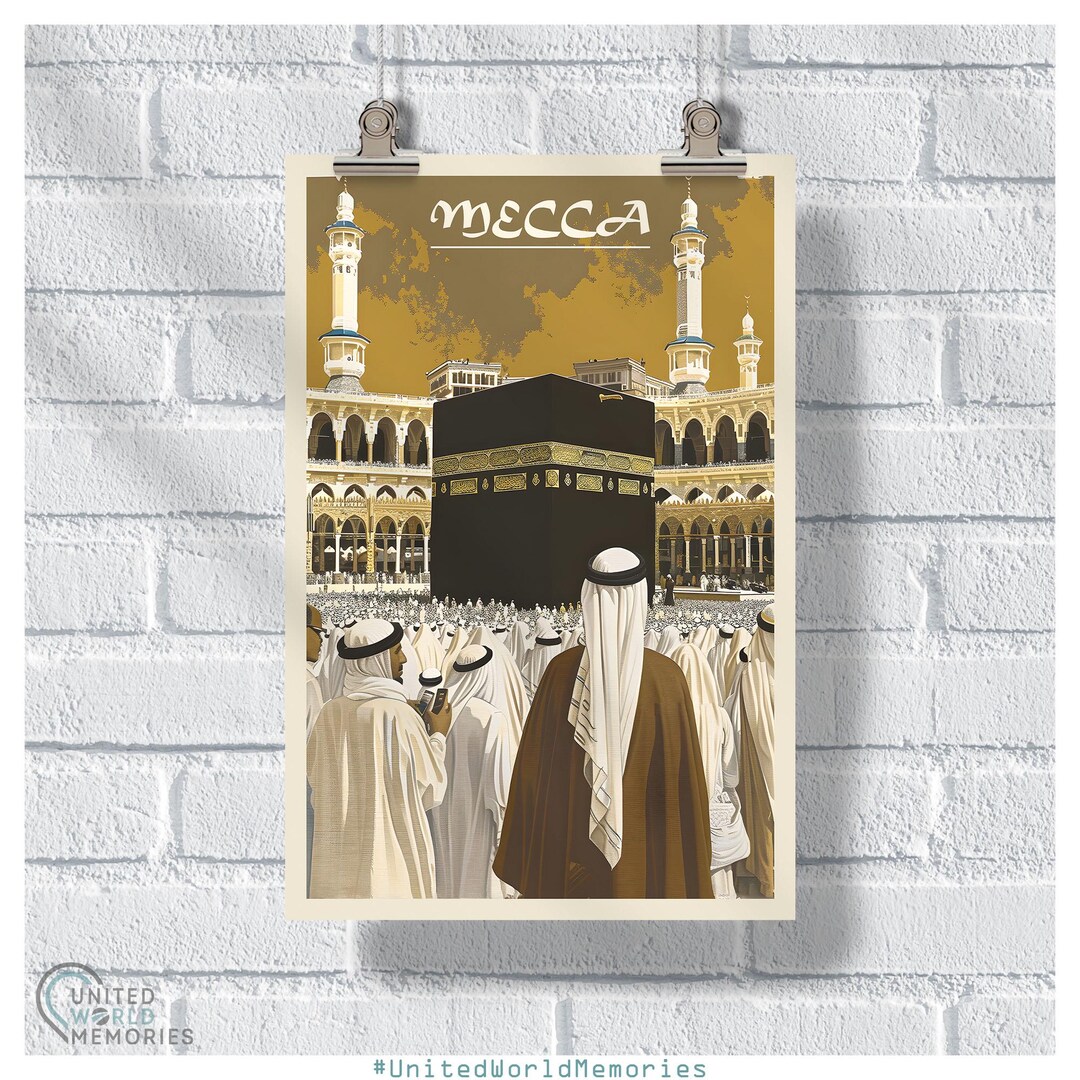 Mecca Kaaba Poster, Saudi Arabia Travel Poster, Grand Mosque Print - Etsy