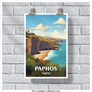 Paphos Travel Poster, Cyprus Poster, Paphos Wall Art, Paphos Gift Idea ...