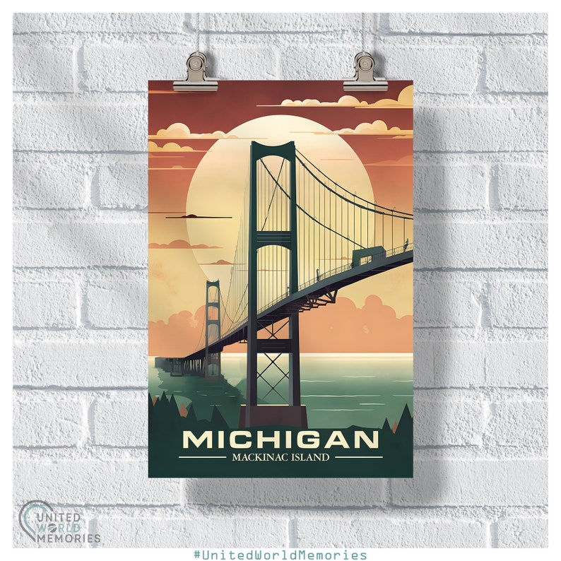 Michigan Travel Poster, Mackinac Island Poster, Michigan Vintage Poster ...