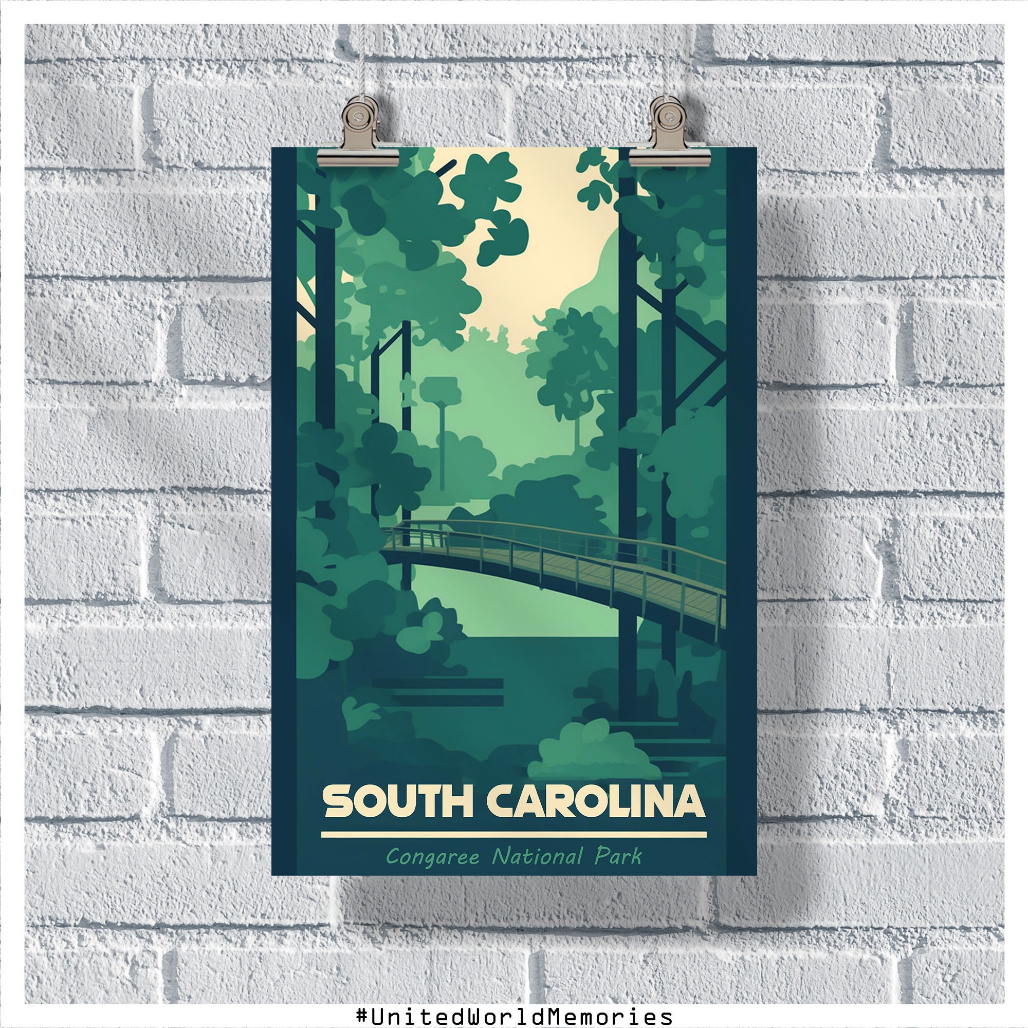 South Carolina Travel Poster Congaree National Park Poster - Etsy