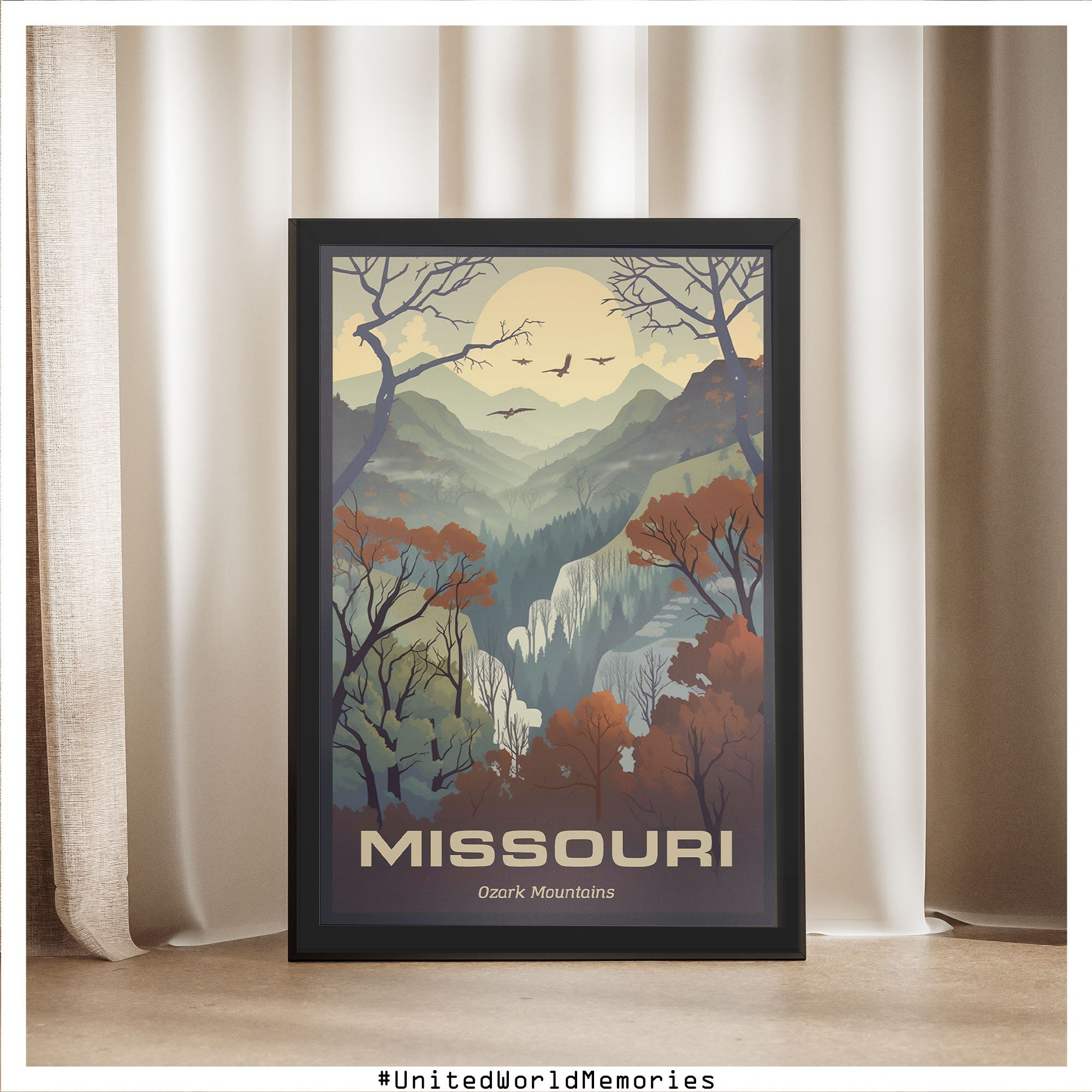 Missouri Travel Poster, Ozark Mountains Poster, Missouri Vintage Poster ...