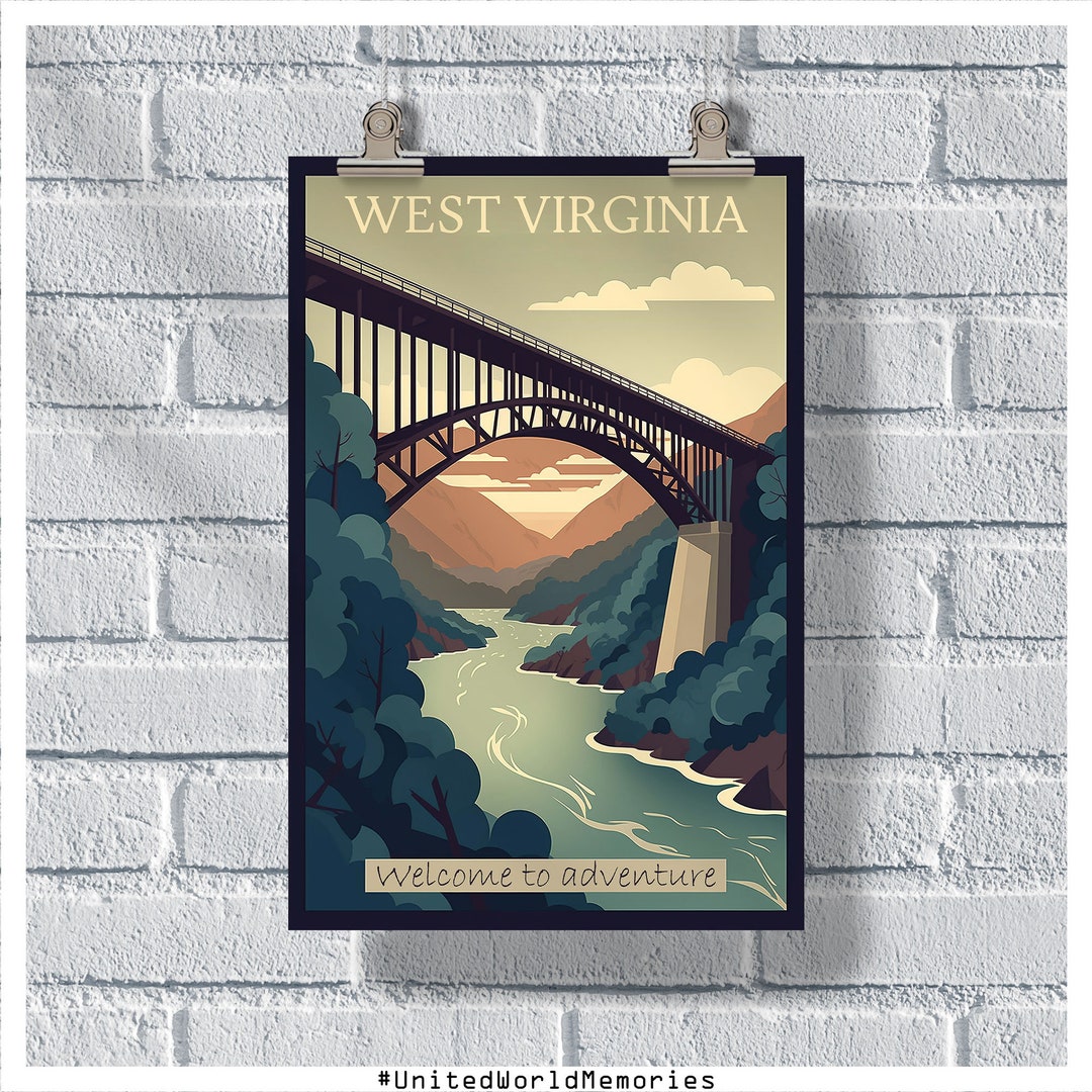West Virginia Travel Poster, New River Gorge Bridge Poster, West ...