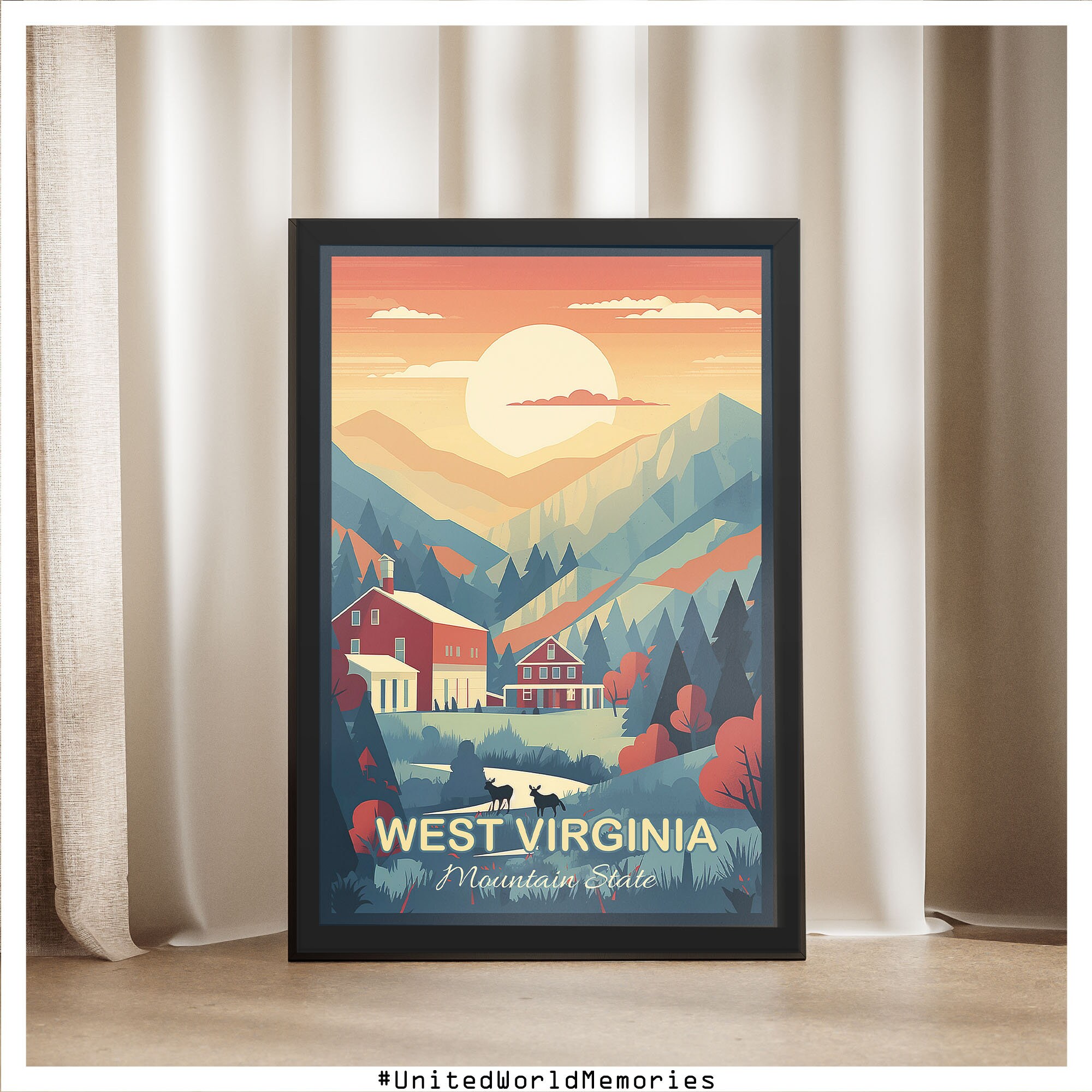 West Virginia Travel Poster, Mountain State Poster, West Virginia ...