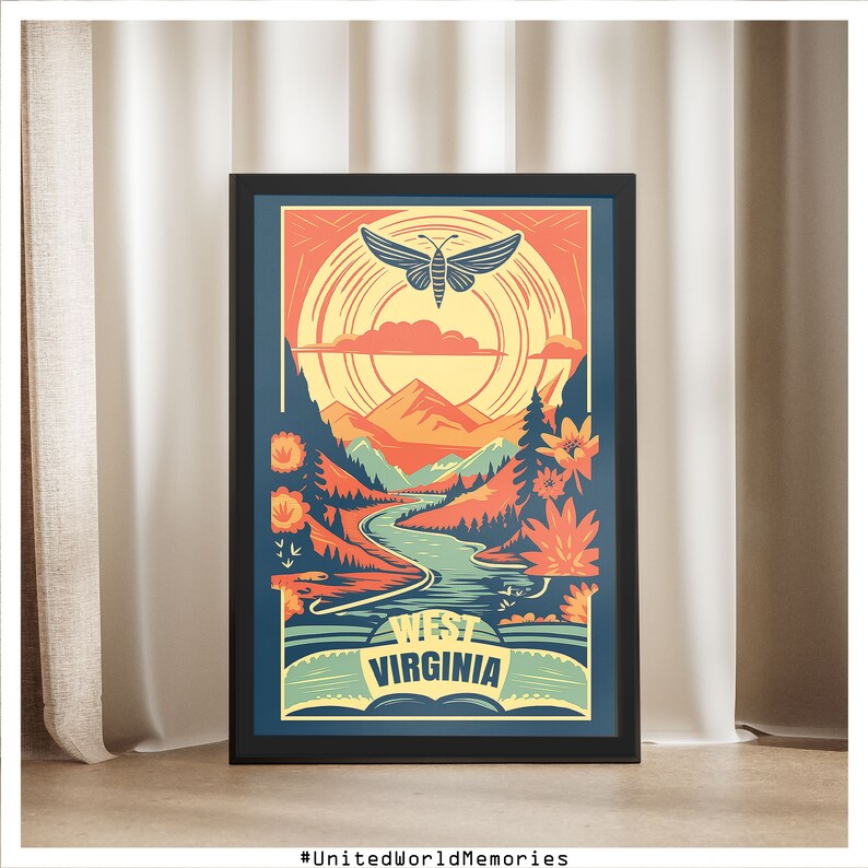 West Virginia Travel Poster, West Virginia Bee Poster, West Virginia ...
