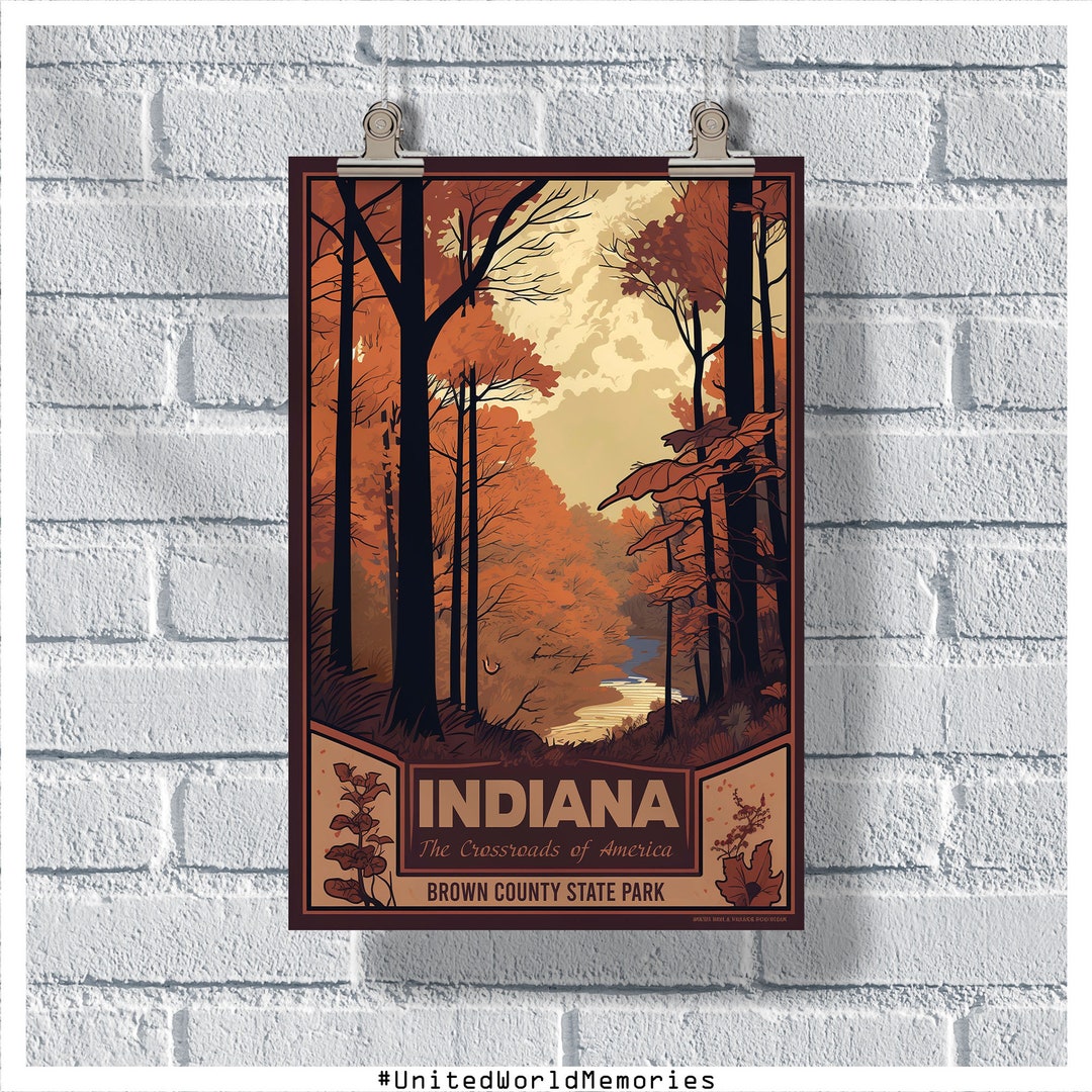 Indiana Travel Poster, Indiana Poster, Indiana Vintage Poster, Wall ...
