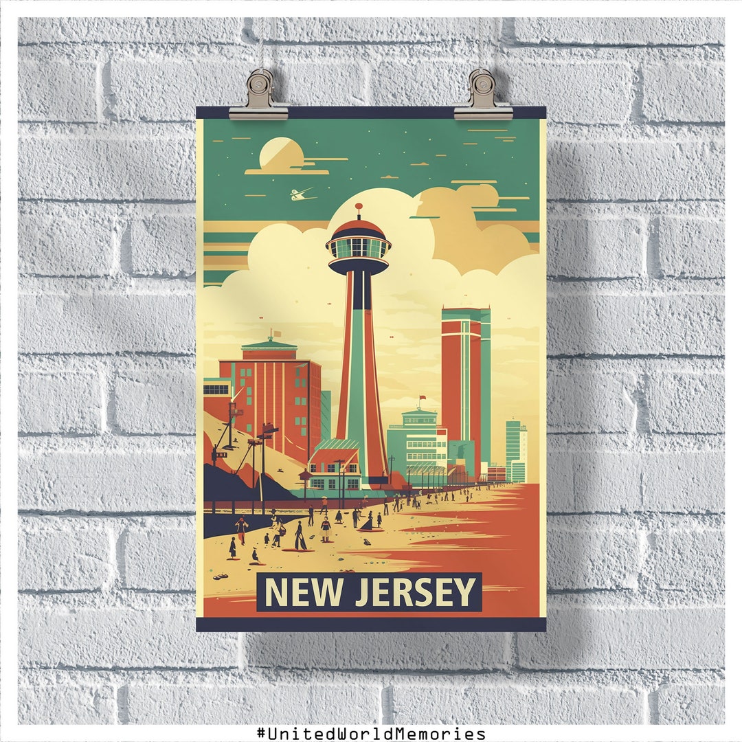 New Jersey Travel Poster, Atlantic City Poster, New Jersey Vintage ...