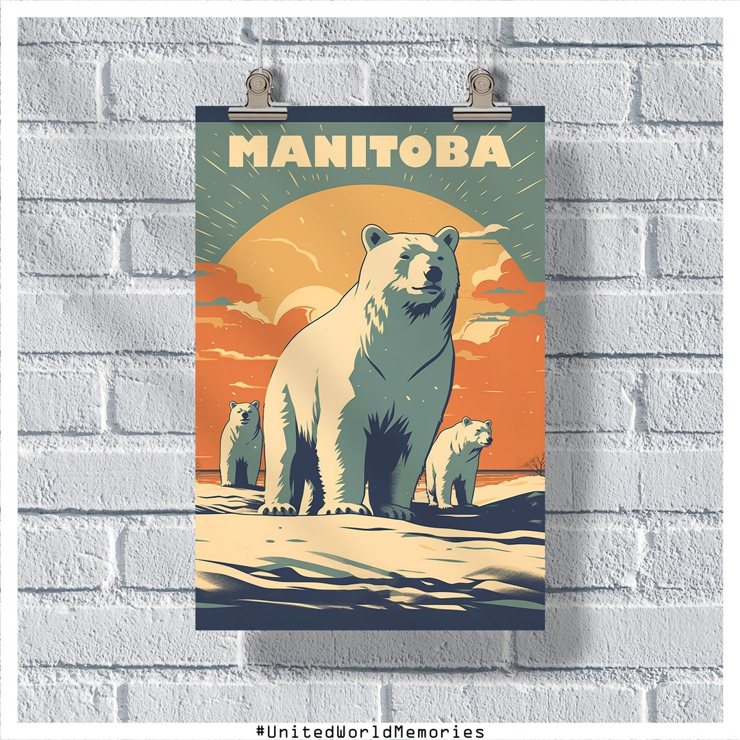 Manitoba Travel Poster, Polar Bears Poster, Canada Poster, Manitoba ...