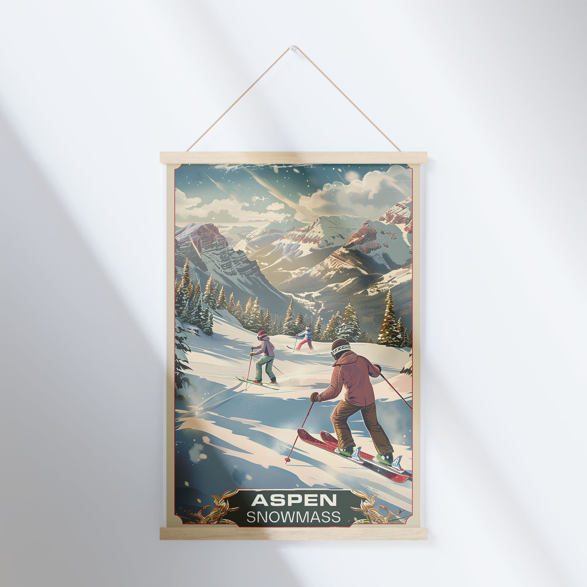 Aspen Snowmass Retro Adventure Poster, Ski Resort Colorado Print, Ski ...