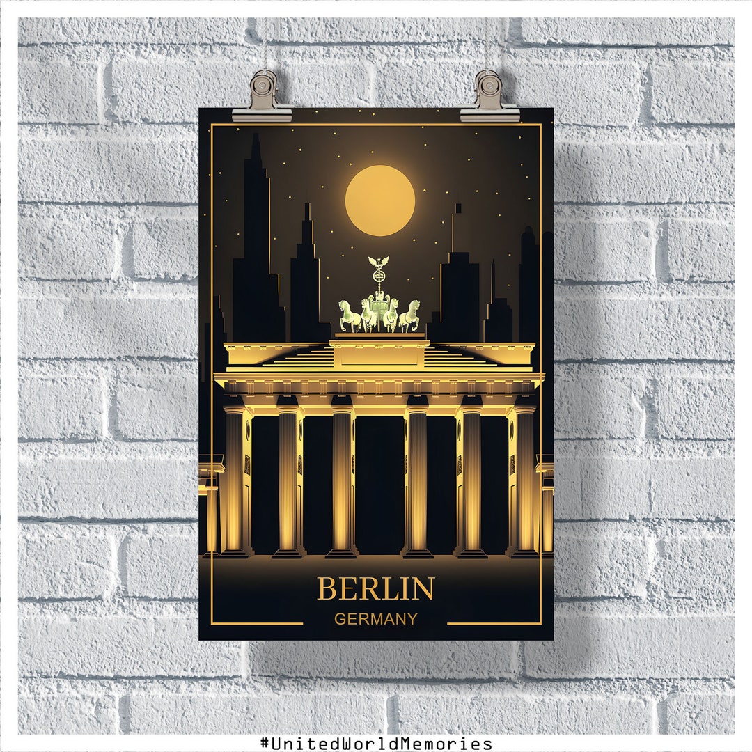 Berlin Brandenburg Gate Night Poster, Berlin Travel Poster, Germany ...
