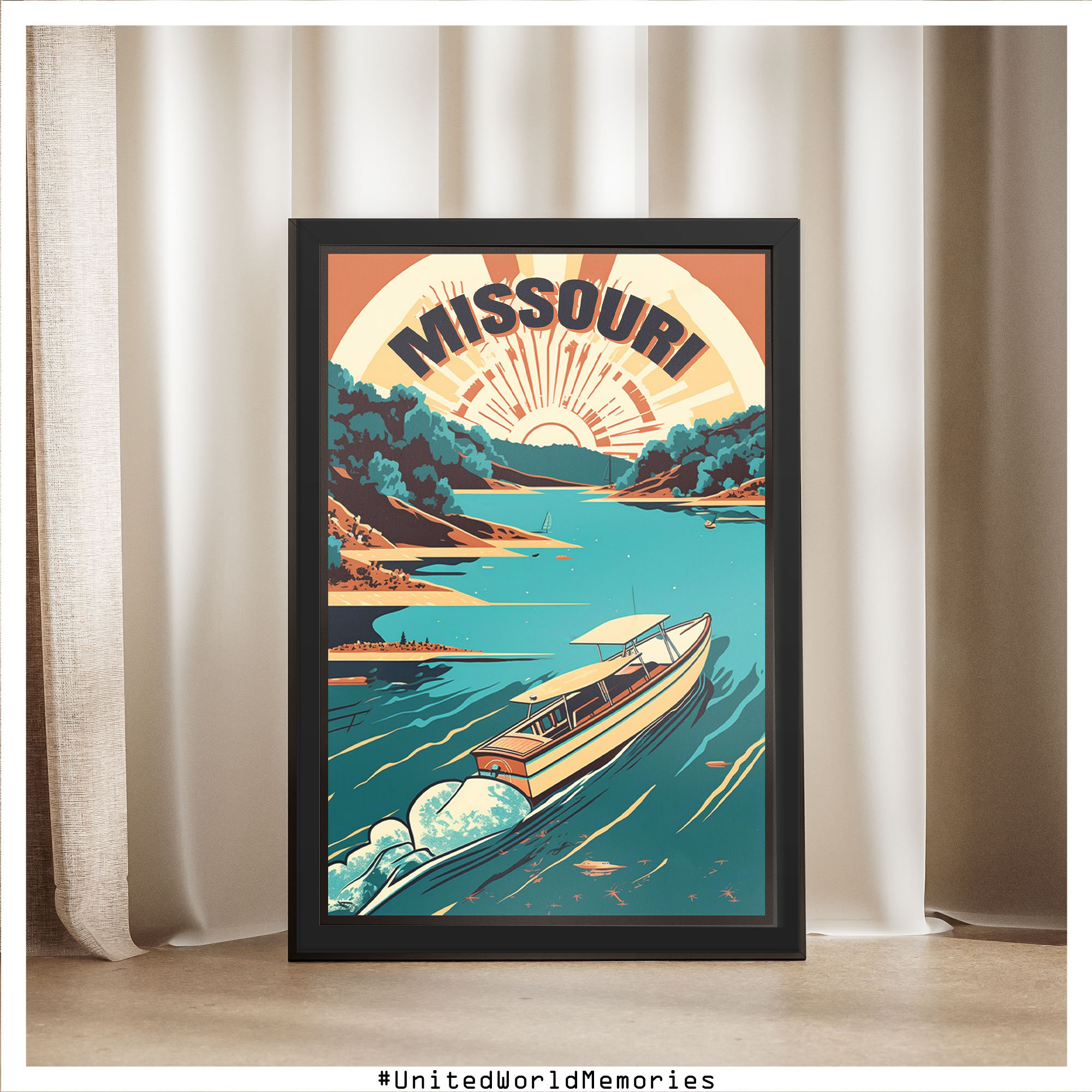 Missouri Travel Poster, Lake of Ozarks Poster, Missouri Vintage Poster ...