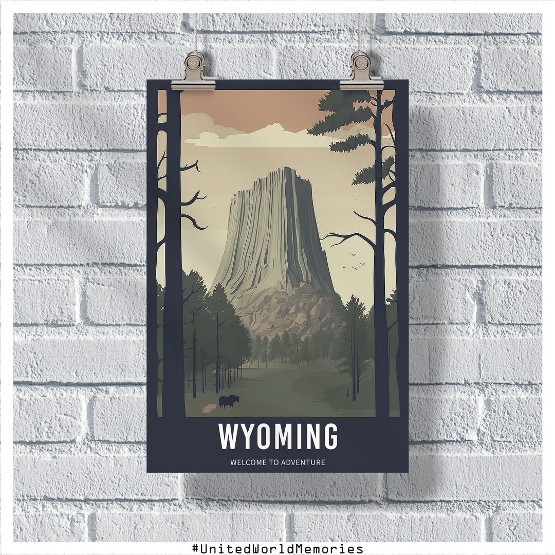 Wyoming Travel Poster, Welcome to Adventure Poster, Wyoming Vintage ...