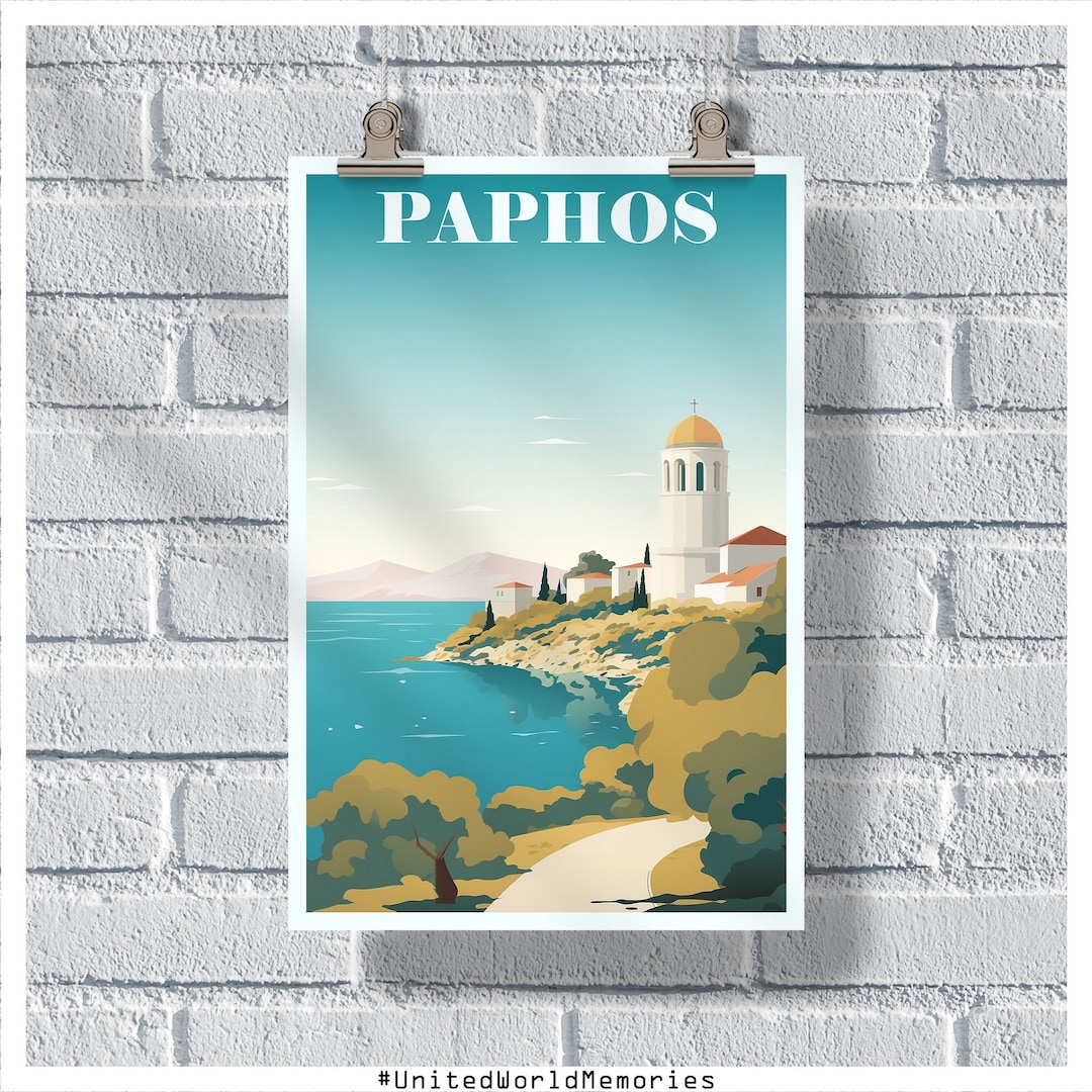 Paphos Travel Poster, Paphos Poster, Cyprus Poster, Paphos Wall Art ...