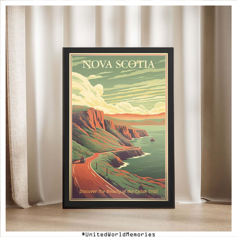 Nova Scotia Travel Poster, Cabot Trail Poster, Canada Poster, Nova ...