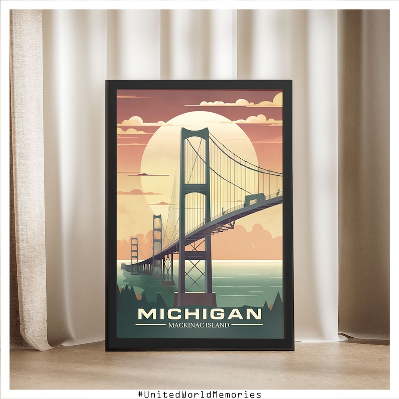 Michigan Travel Poster Mackinac Island Poster Michigan - Etsy