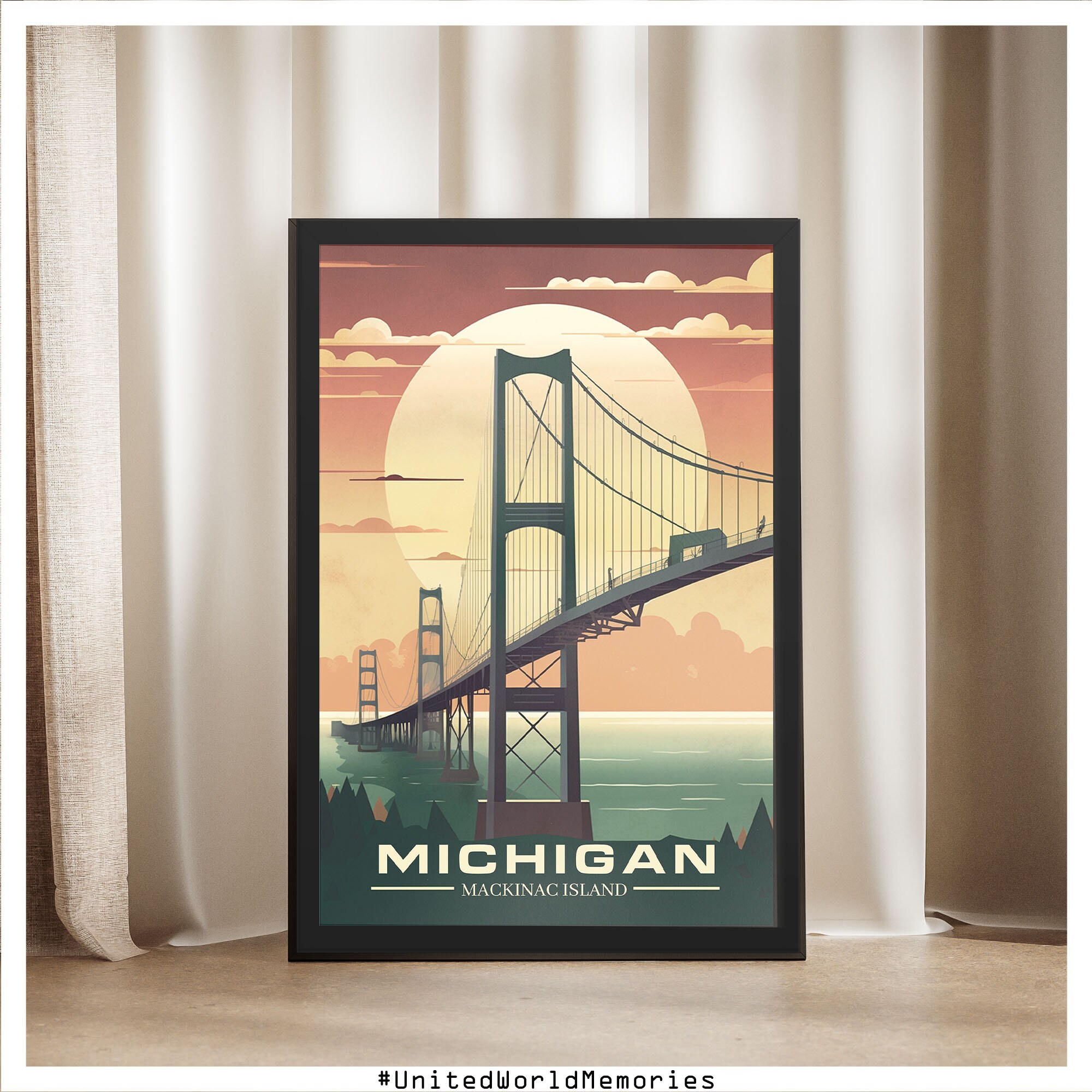 Michigan Travel Poster Mackinac Island Poster Michigan - Etsy