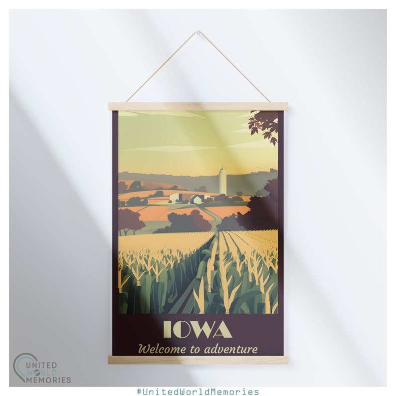 Iowa Travel Poster, Welcome to Iowa Poster, Iowa Vintage Poster, Wall ...