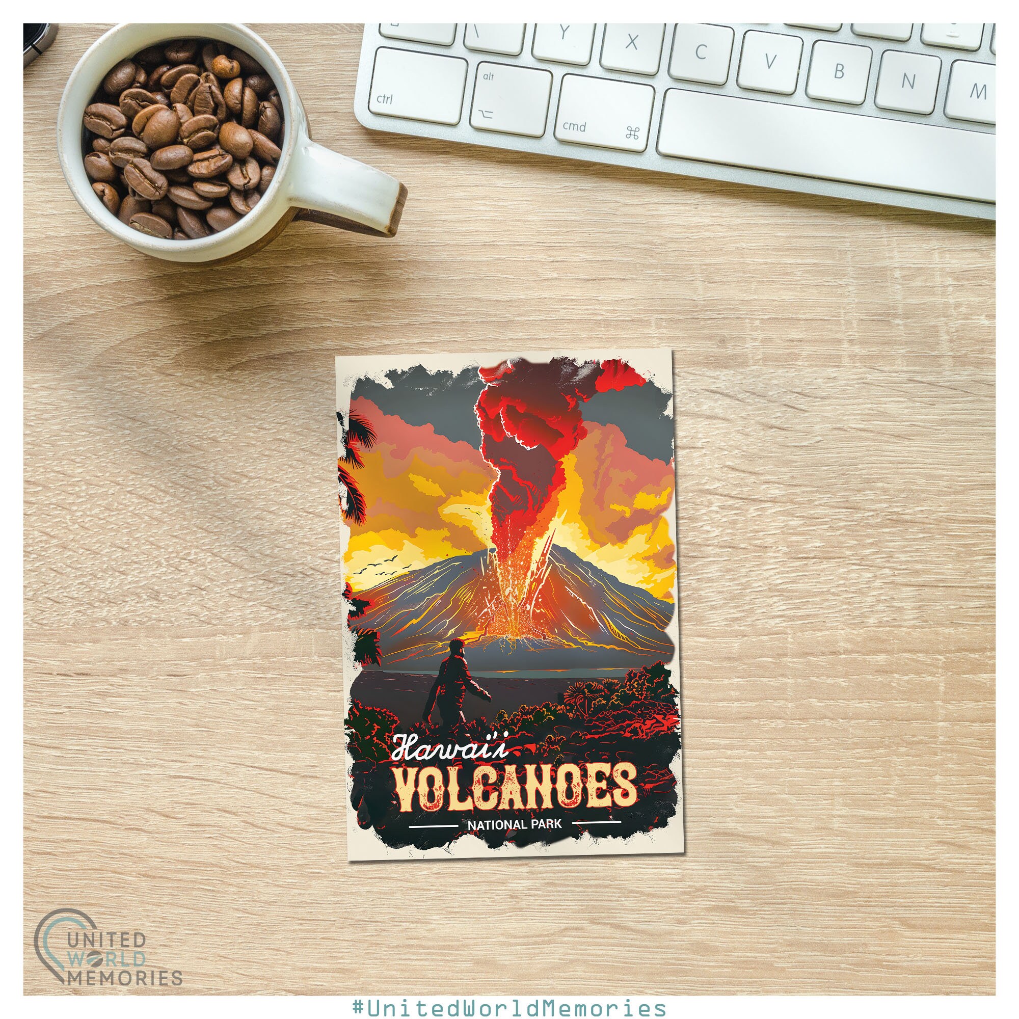 Hawaiʻi Volcanoes National Park Erupting Majesty Poster, Hawaiʻi Volcanoes Prints, National ...