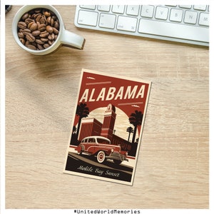 Alabama Travel Poster, Mobile Bay Sunset Poster, Alabama Vintage Poster ...