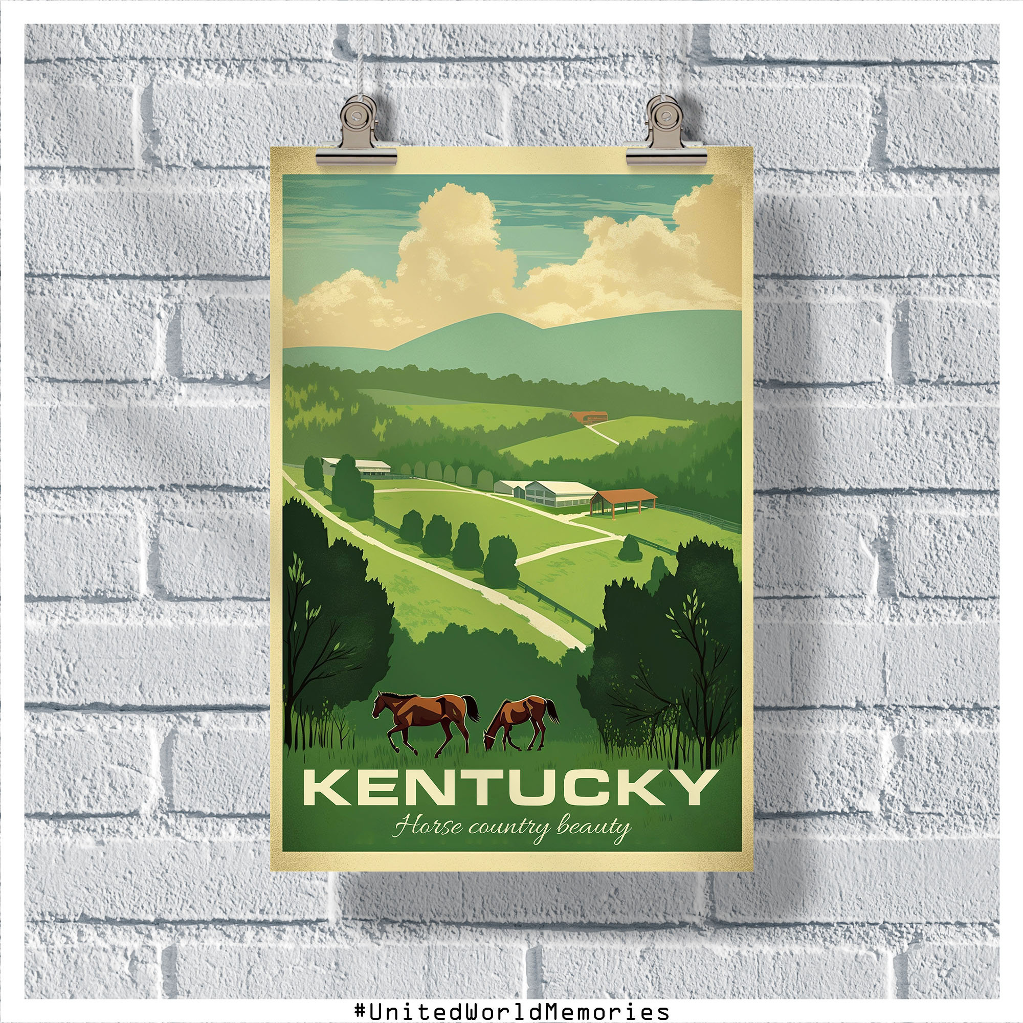 Kentucky Travel Poster, Horses Poster, Kentucky Vintage Poster, Wall ...