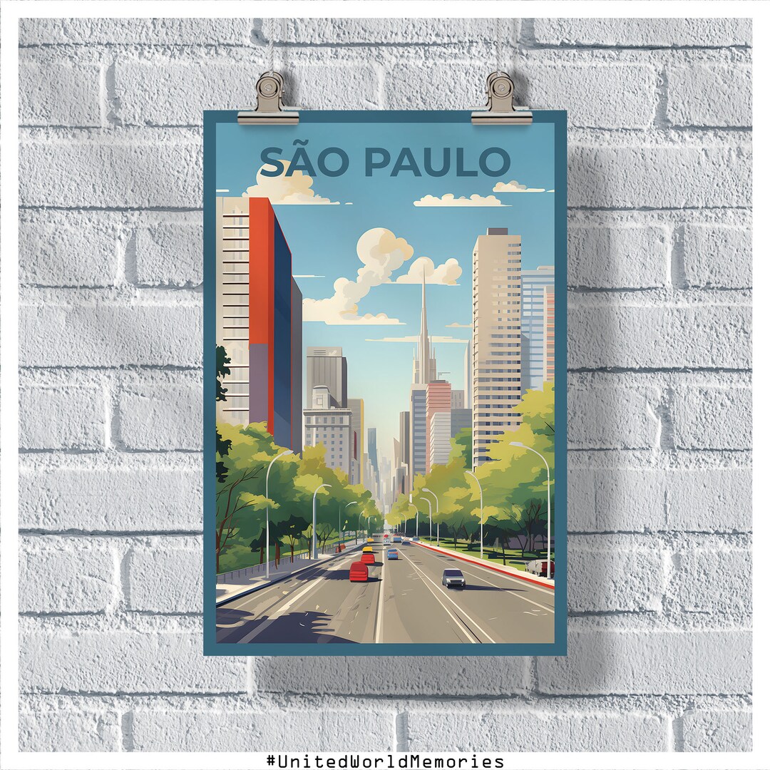 Sao Paulo Avenida Paulista Poster, Sao Paulo Travel Poster, Brazil ...