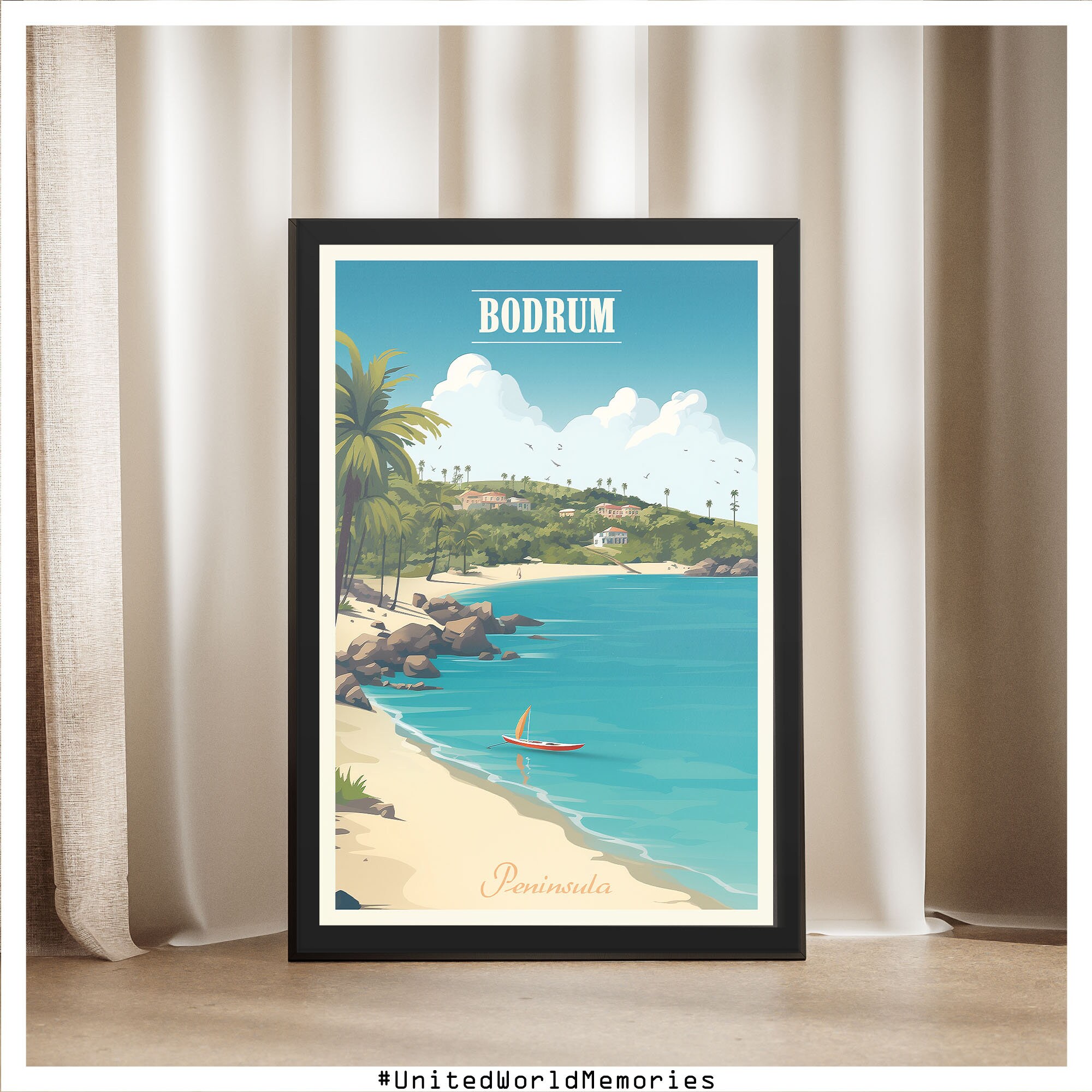 Bodrum Travel Poster, Bodrum Peninsula Poster, Turkey Poster, Bodrum ...