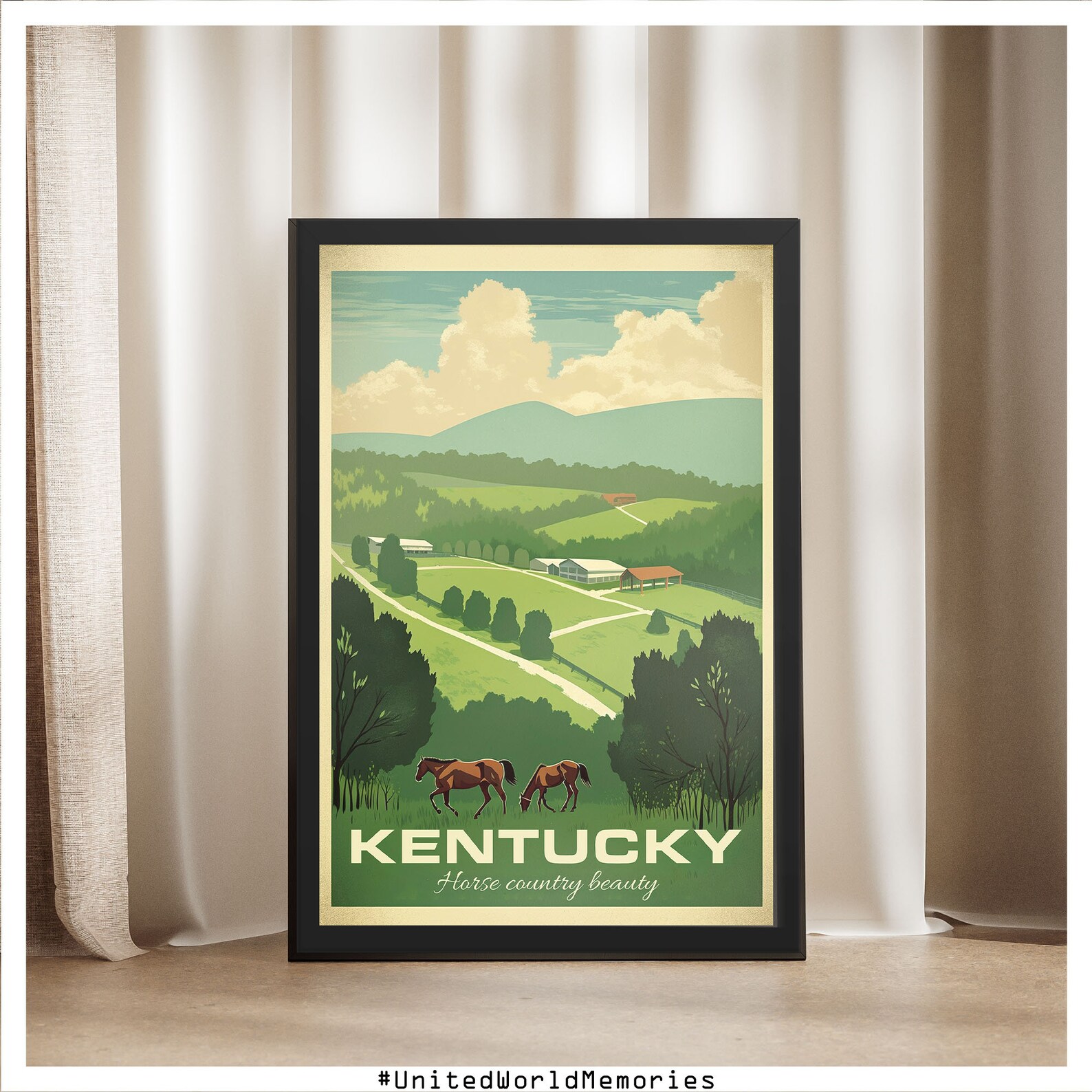 Kentucky Travel Poster, Horses Poster, Kentucky Vintage Poster, Wall ...