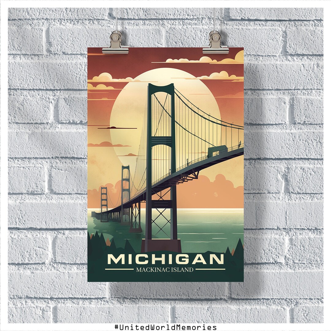 Michigan Travel Poster Mackinac Island Poster Michigan - Etsy