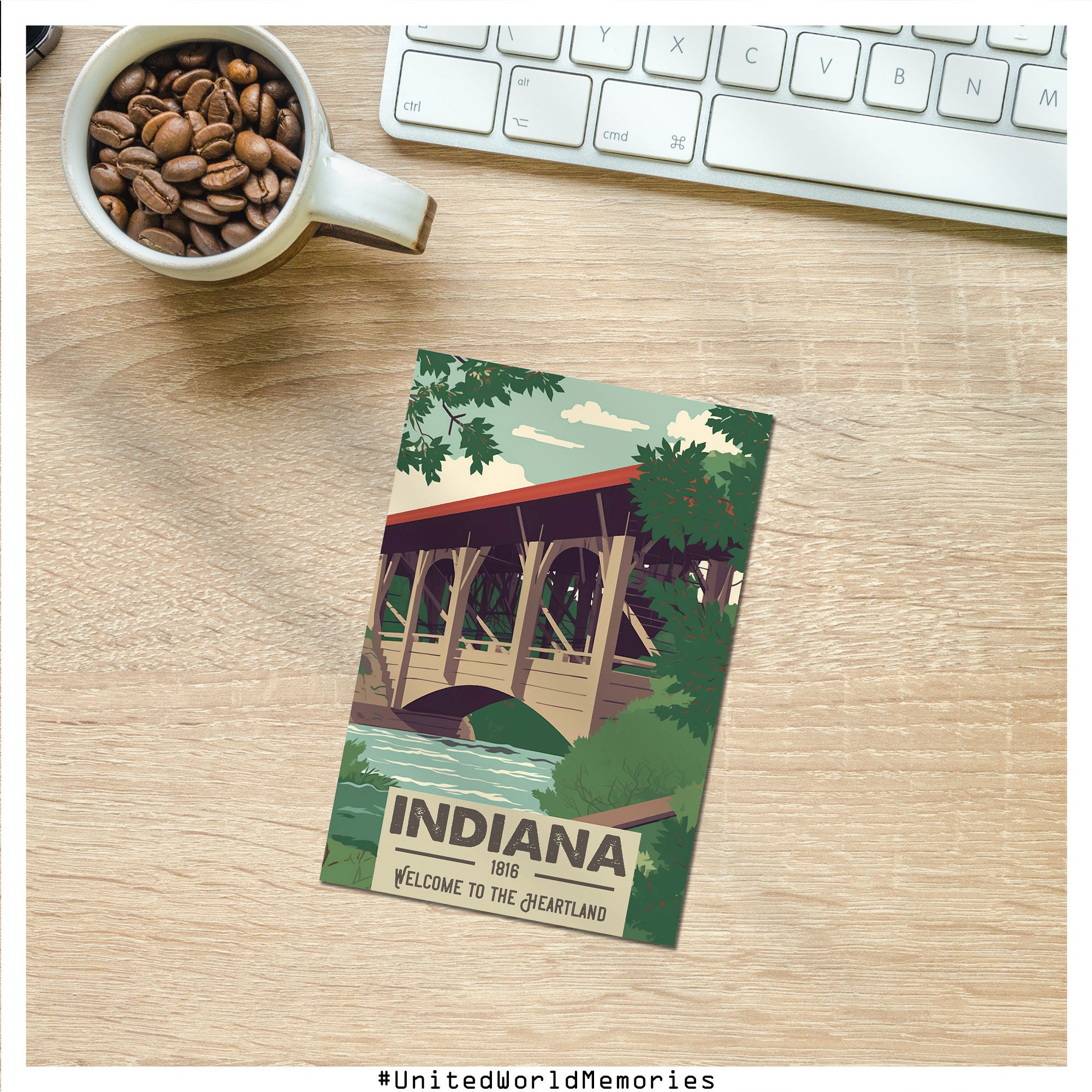 Indiana Travel Poster, Indiana Poster, Indiana Vintage Poster, Wall ...