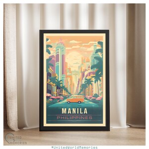 Manila Art Deco Poster, Manila Travel Print, Philippines Retro Poster ...