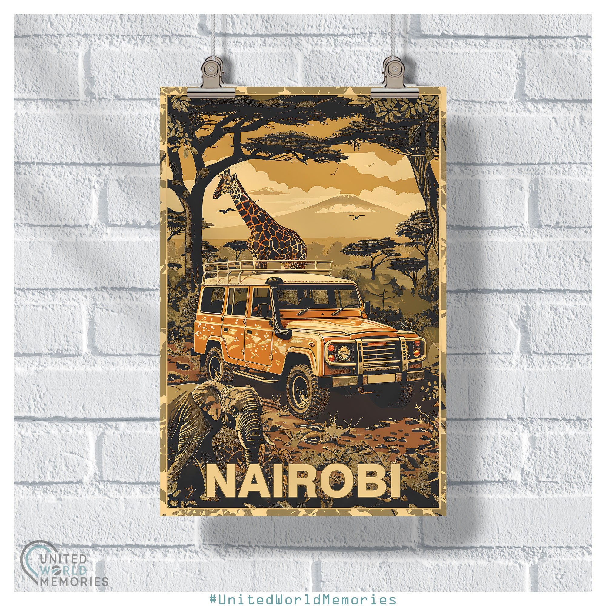 Nairobi Vintage Safari Poster, Nairobi Travel Print, Kenya Retro Wall ...