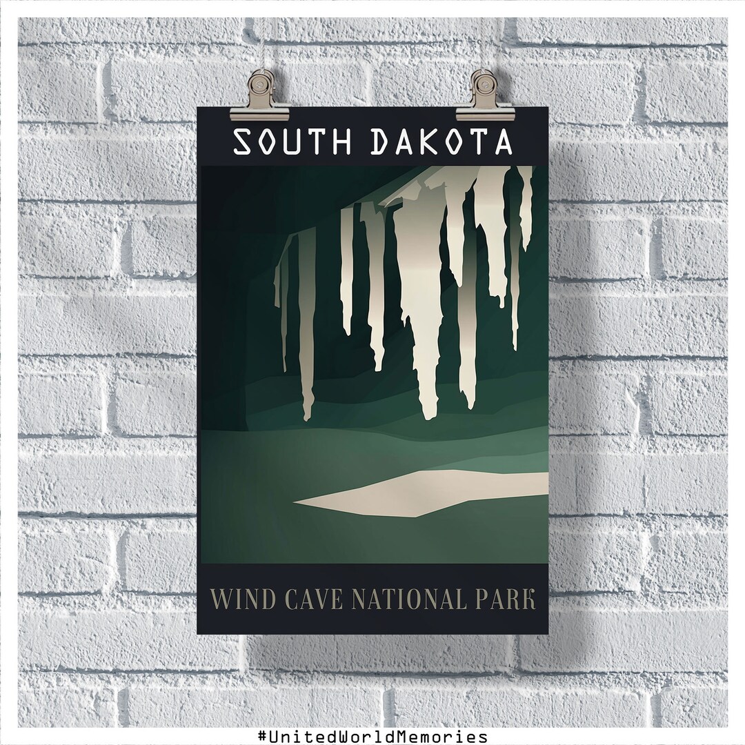 South Dakota Travel Poster, Wind Cave National Park Poster, SD Poster ...