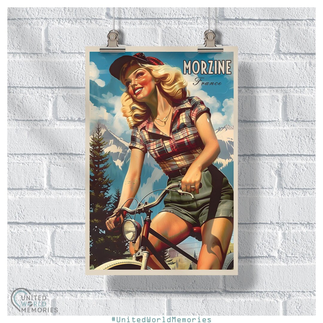 Morzine Bike Park Pin-up Biker Poster, Mountain Bike Poster, France ...