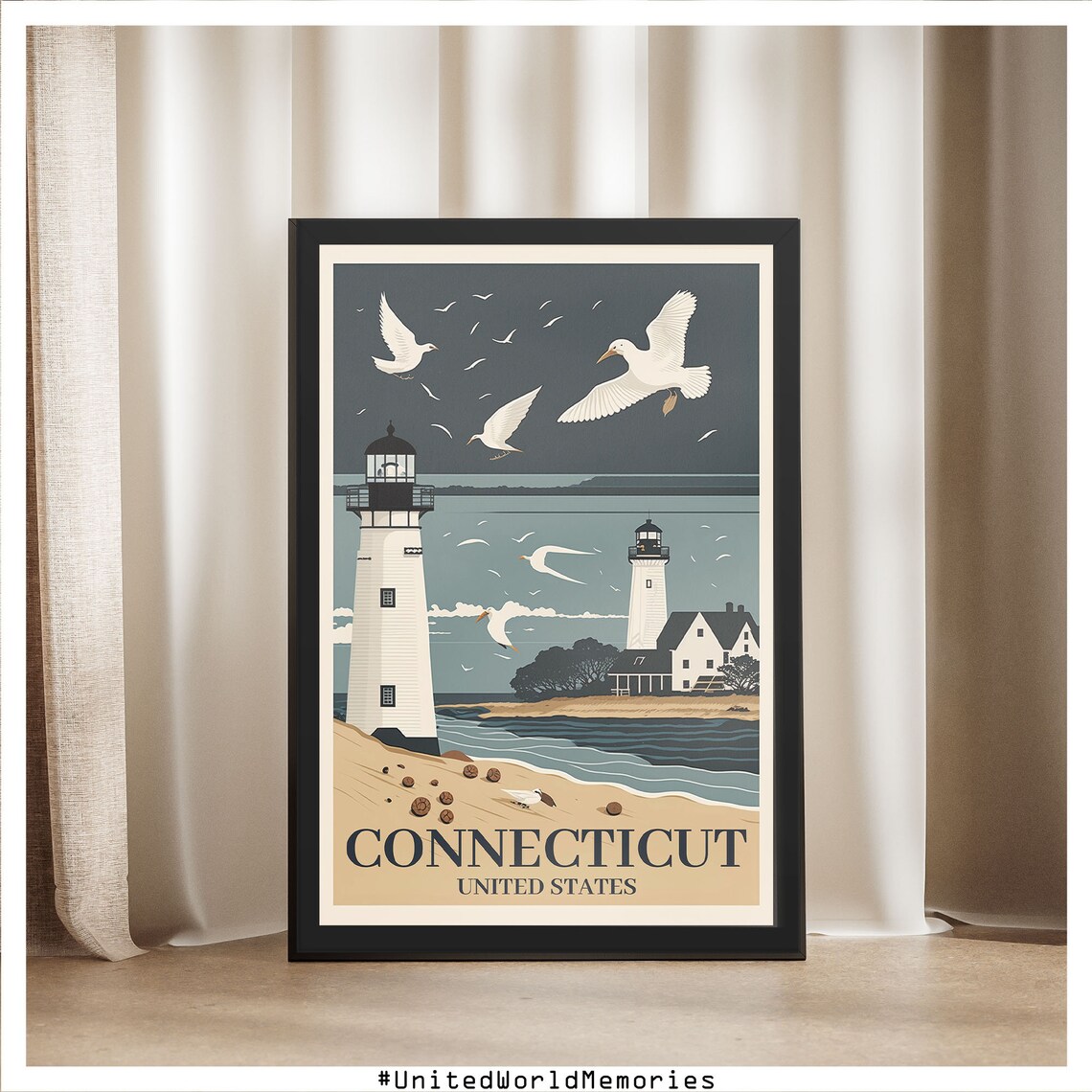 Connecticut Travel Poster, Connecticut US Poster, Connecticut Vintage ...