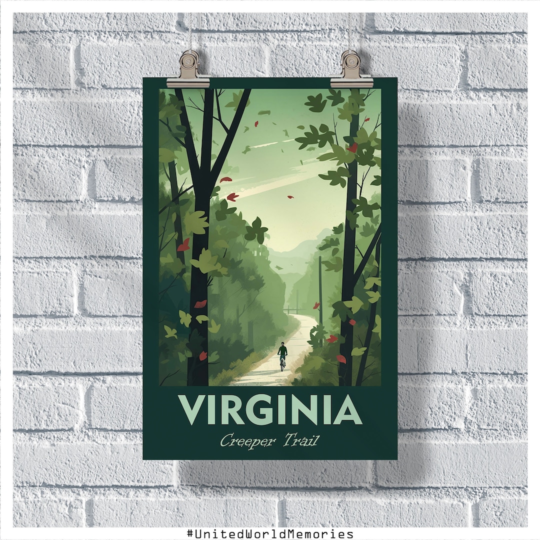 Virginia Travel Poster, Creeper Trail Poster, Virginia Vintage Poster ...