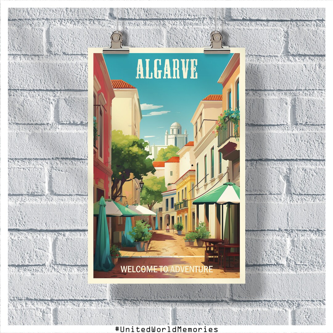 Algarve Travel Poster, Algarve Lagos Old Town Art, Portugal Poster ...