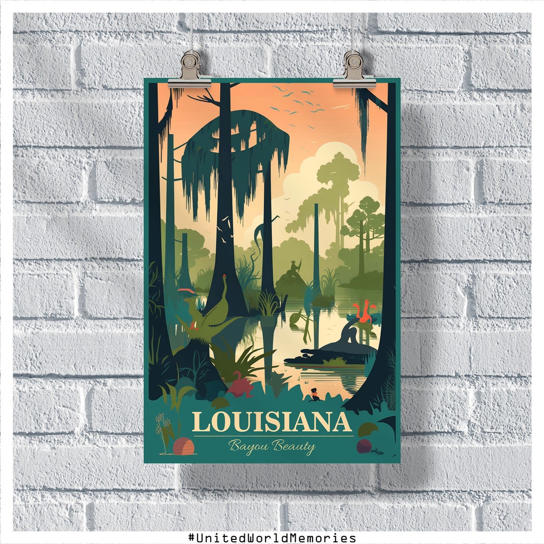 Louisiana Travel Poster, Bayou Beauty Poster,louisiana Vintage Poster ...