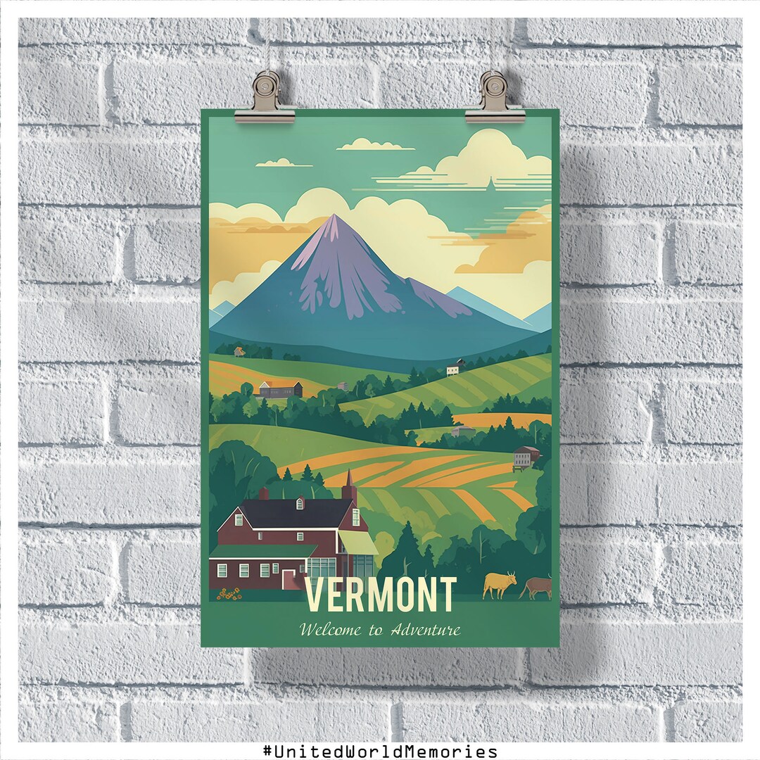 Vermont Travel Poster, Welcome to Adventure Poster, Vermont Vintage ...