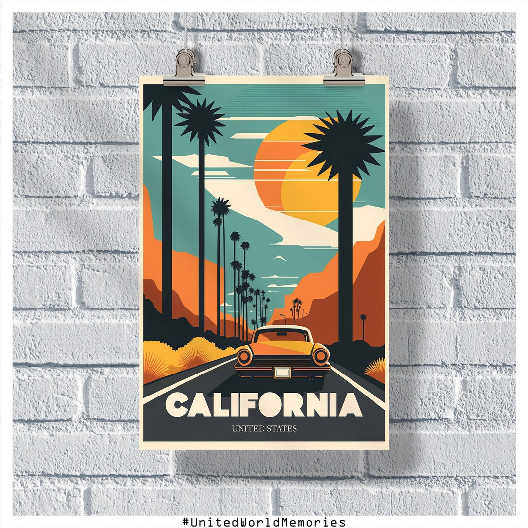 California Travel Poster, California United States Poster, California ...